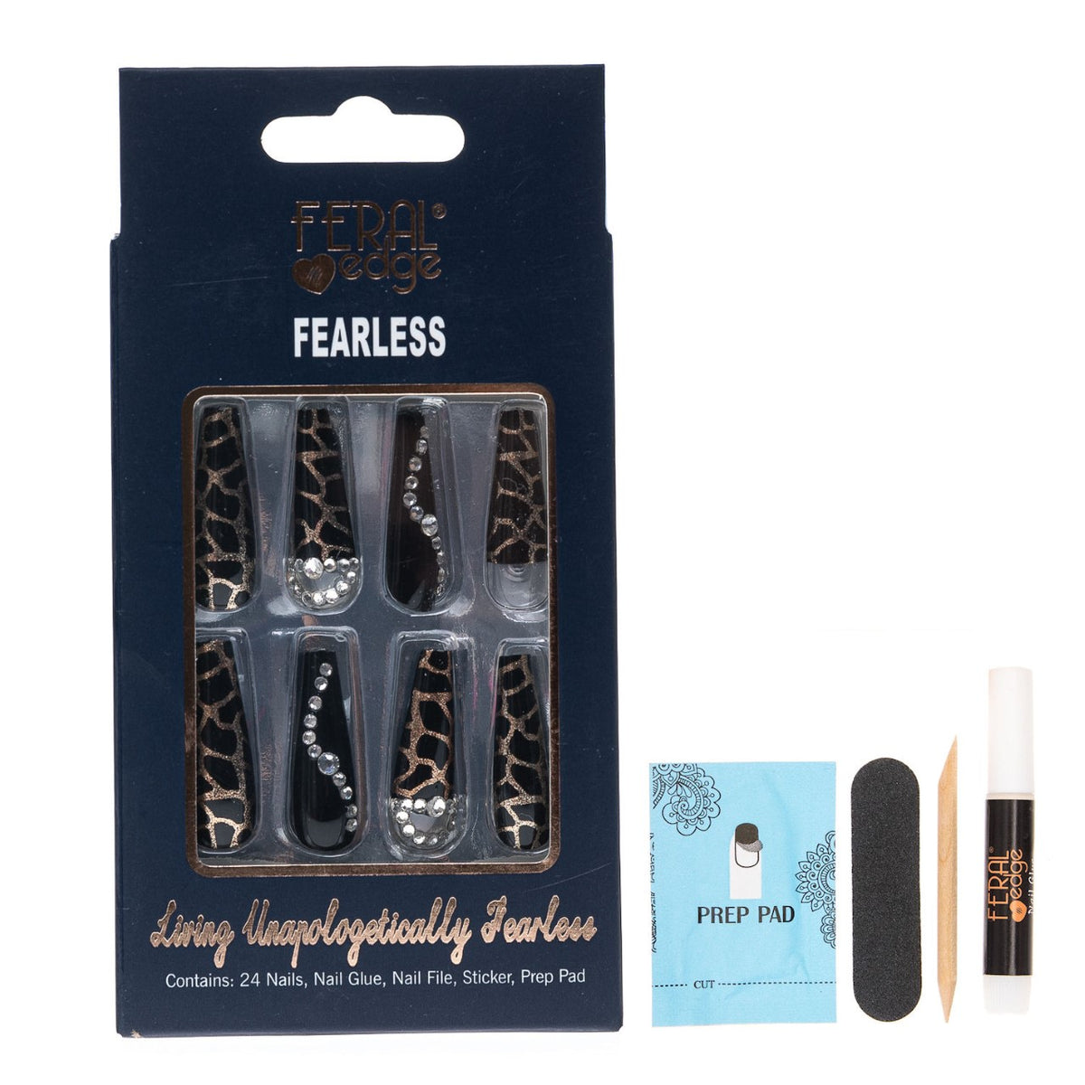 FEARLESS GOLD SAFARI QUEEN COFFIN NAIL SET | Feral Edge